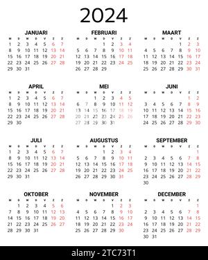 2024 dutch calendar. Printable, editable vector illustration for Dutch ...