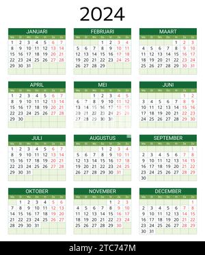 2024 dutch calendar. Printable, editable vector illustration for Dutch ...