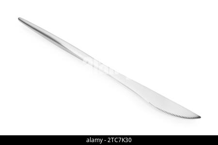 One shiny silver knife isolated on white Stock Photo - Alamy