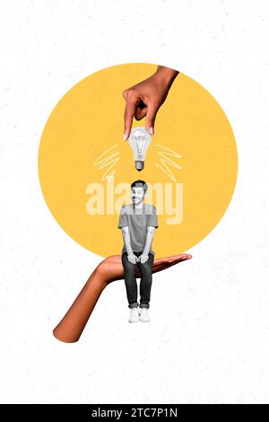 Creative drawing collage picture of shy woman avoid bla gossip speech ...
