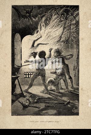 Vintage illustration by Gustave Dore, Traditional Spanish funeral wake ...