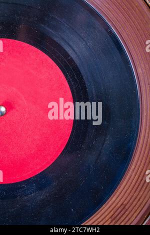 Old dusted vinyl record on Turntable very close up view Stock Photo - Alamy