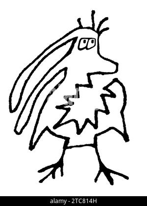 Side view weird monster drawing sketchy cartoon style illustration ...