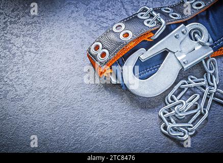 Building safety belt on black background construction concept Stock ...