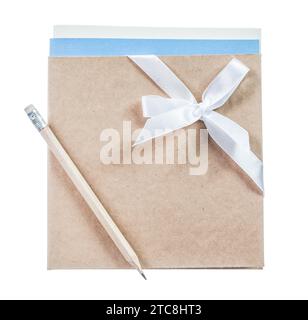 Manila folders pencil paper isolated on white Stock Photo - Alamy