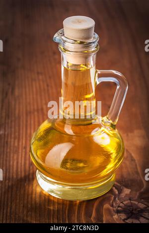 Bottle of sunflower oil on table Stock Photo - Alamy