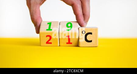 19 or 21 degrees Celsius symbol. Concept word 19 or 21 degrees Celsius ...