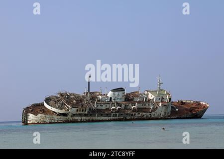Al Fahad shipwreck at Red sea shore of Jeddah, Saudi Arabia Stock Photo ...