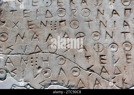 Ancient greek letters in stone Stock Photo - Alamy