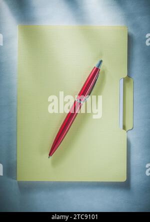 Office paper folder ballpoint pen on white background Stock Photo - Alamy