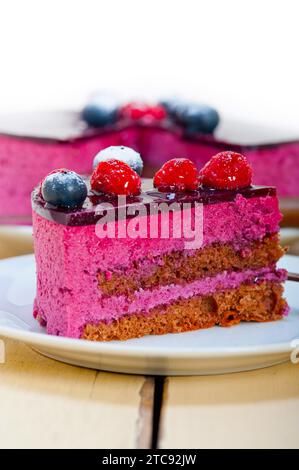 blueberry and raspberry cake mousse dessert Stock Photo - Alamy