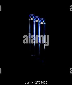 blue glass vials over black background backlit Stock Photo - Alamy