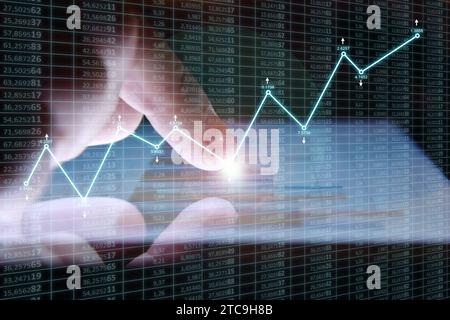 Man touching a financial crisis concept on a touch screen with his ...