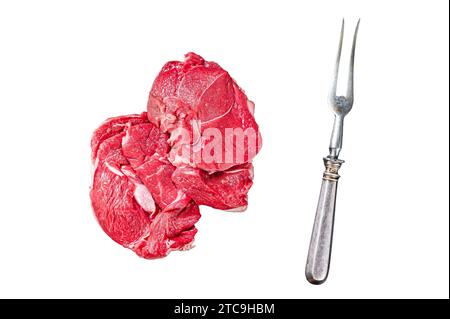 Raw Mutton fillet steaks from leg, uncooked lamb meat. Black background ...