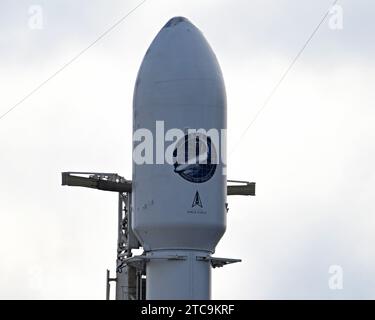 Inside the fairing of a SpaceX Falcon 9 Heavy rocket the GOES-U weather ...