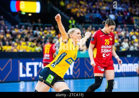 Mathilda Lundström of, Sweden. , . celebrates during the IHF Women's ...