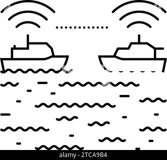 ship collision avoidance systems line icon vector illustration Stock ...