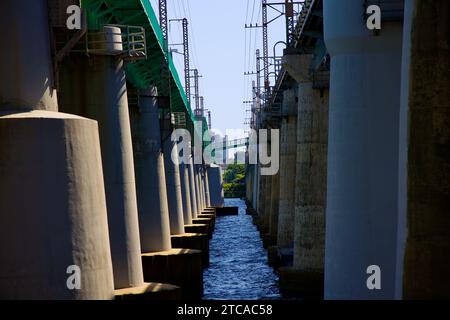 Nestled between two railroad bridges along the Han River, this unique ...
