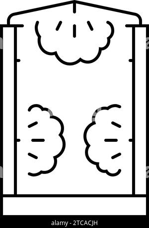 decontamination shower nuclear energy line icon vector. decontamination ...