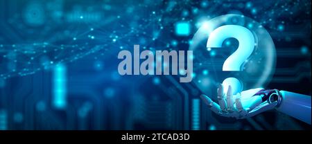 Ai robot and question mark Stock Photo - Alamy