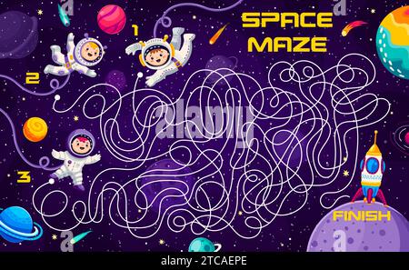 Maze game for kids. Help astronaut to get to the Earth planet. Space ...