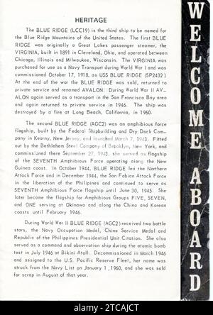 Welcome Aboard USS Blue Ridge (LCC-19) 1971 file 05 of 10 Stock Photo ...