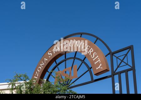 Arizona State University - ASU sign on the archway in Downtown Phoenix ...