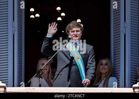 Argentina's President Javier Milei waves after delivering the annual ...