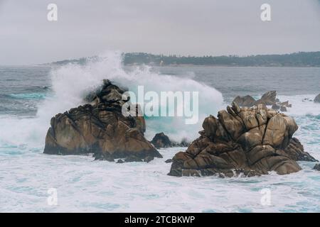 Beating the rock sea wave. Surf, waves, extreme sports Stock Photo - Alamy