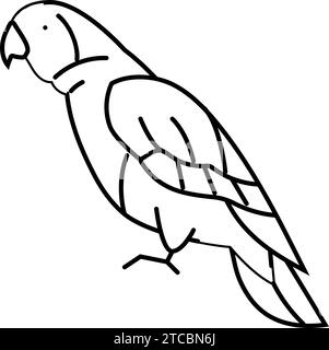 Cute outline flying Ara parrot. Funny cartoon kawaii bird. Line drawing ...