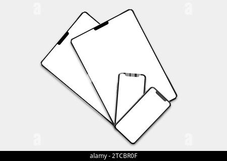 Devices set with blank screen saver isolated on grey background 3D ...