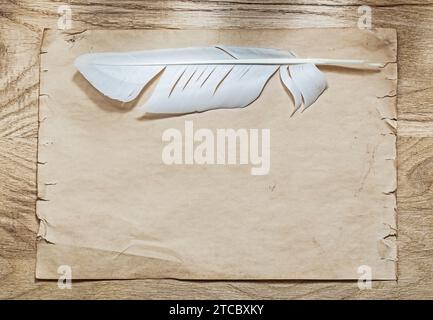Medieval parchment quill on wooden board Stock Photo - Alamy