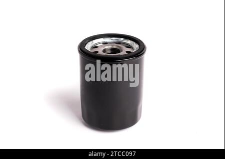 Oil filter black color cleaning internal combustion engine on a white ...