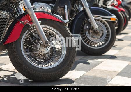 chopper motorcycle wheel closeup Stock Photo - Alamy