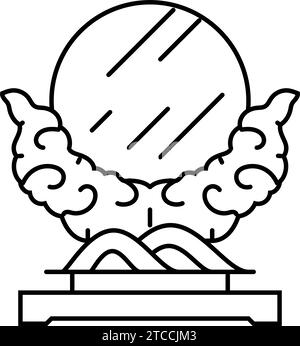 shintai mirror shintoism line icon vector. shintai mirror shintoism ...