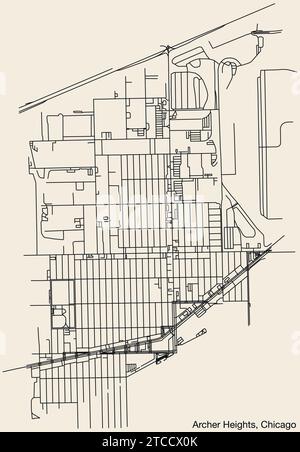 Street roads map of the ARCHER HEIGHTS COMMUNITY AREA, CHICAGO Stock ...
