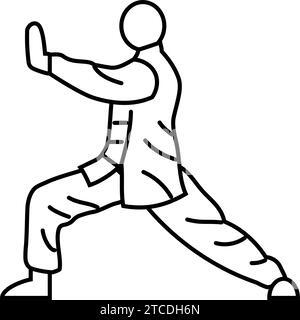 tai chi practice taoism line icon vector illustration Stock Vector ...