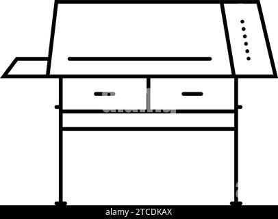 drafting table architectural drafter line icon vector. drafting table ...