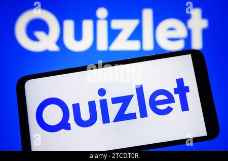 In this photo illustration, the Quizlet logo seen displayed on a ...