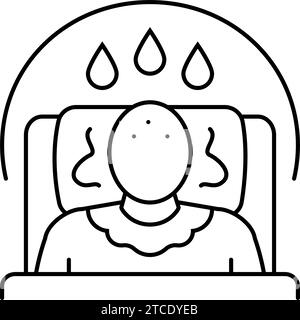 night sweats disease symptom line icon vector. night sweats disease ...
