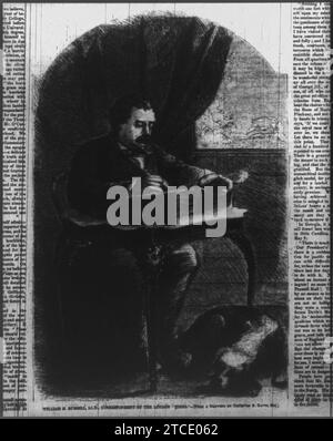 William Howard Russell, 1820-1907, full length portrait, seated at ...