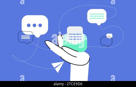 Vector illustration of sending marketing material. Send and receive ...