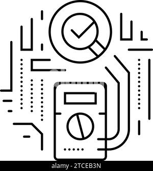 multimeter testing electronics line icon vector illustration Stock ...