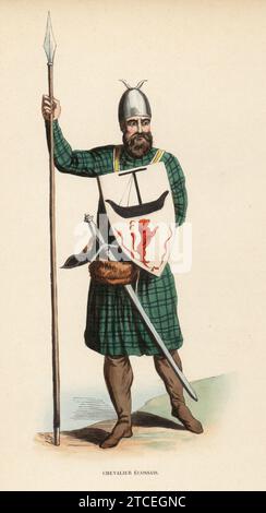 Gilbride MacKinnon, Scottish knight, 14th century. In skullcap, tartan ...