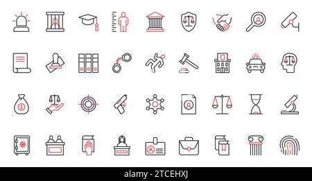 Legal system badges and symbols, documents for agreement and judgment ...