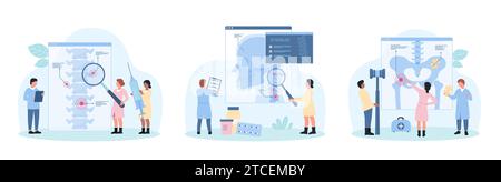 Diagnosis and treatment of spinal diseases, osteoarthritis. Tiny people ...