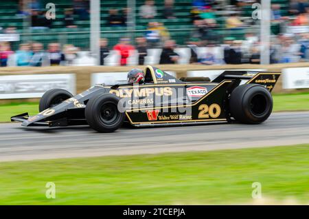 Wolf Cosworth WR7 Grand Prix, Formula 1 race car racing up the hill ...