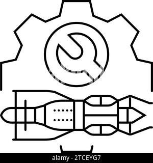 engine overhaul aircraft line icon vector illustration Stock Vector ...