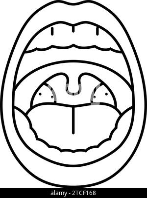 swollen tonsils disease symptom line icon vector illustration Stock ...