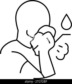 persistent cough blood disease symptom line icon vector illustration ...